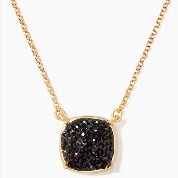kate spade | Jewelry | Kate Spade Jet Clay Pave Small Square Pendant ...